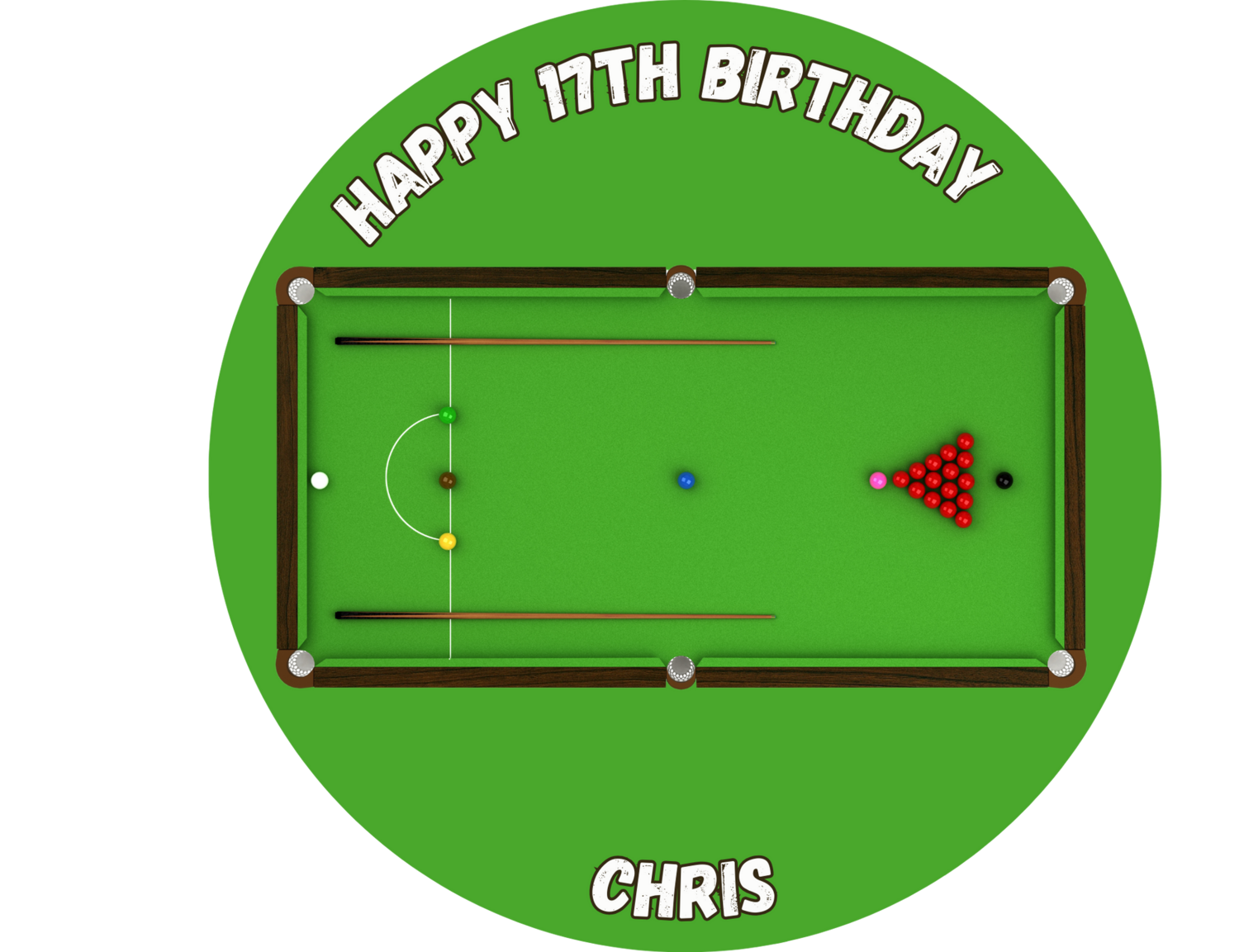 Snooker Table Round Edible Birthday Cake Topper