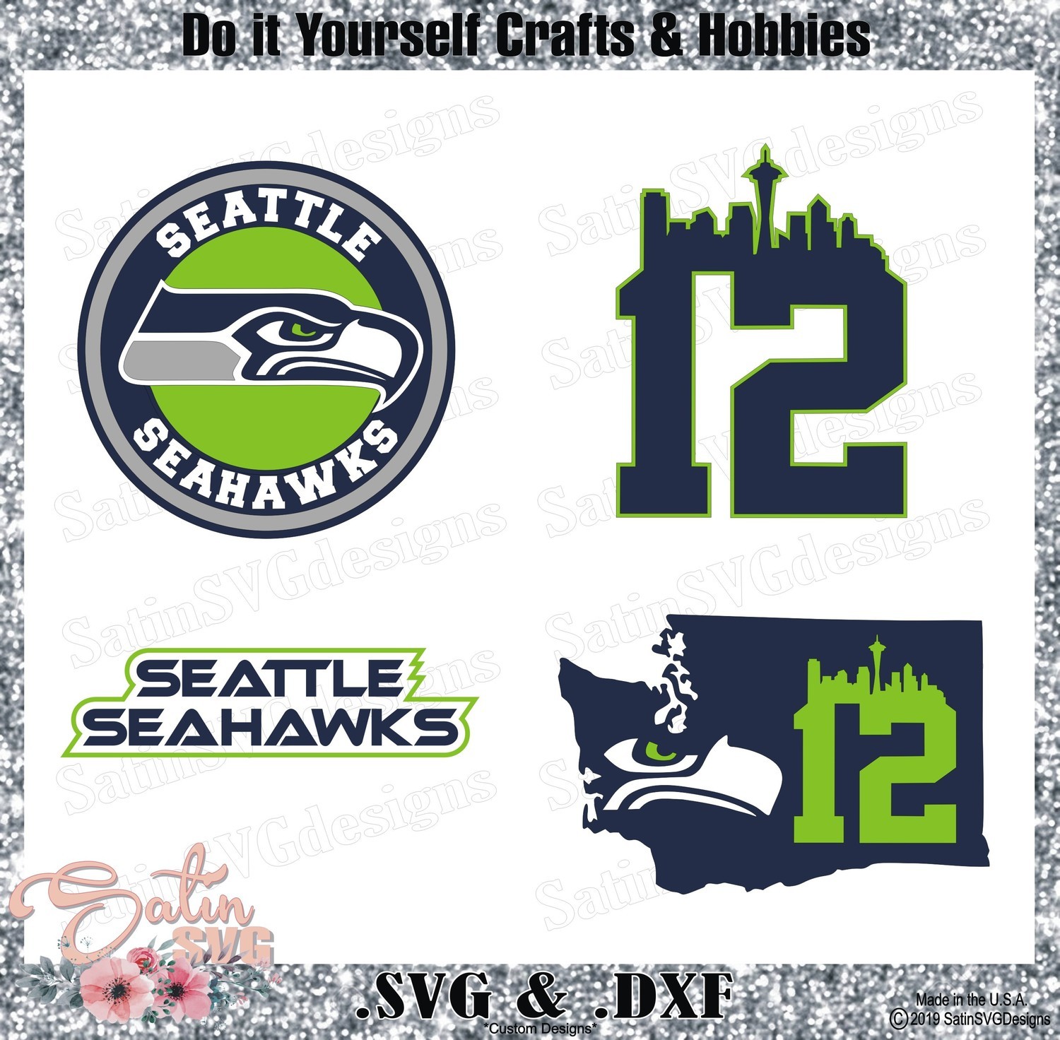 Seattle Seahawks SET2 Design SVG Files, Cricut, Silhouette Studio ...