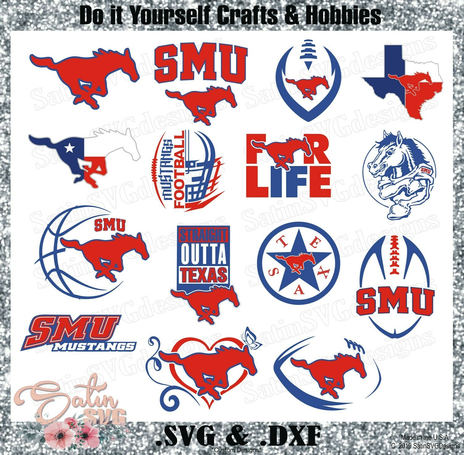SMU Mustangs, Southern Methodist University NEW Custom Designs. SVG ...