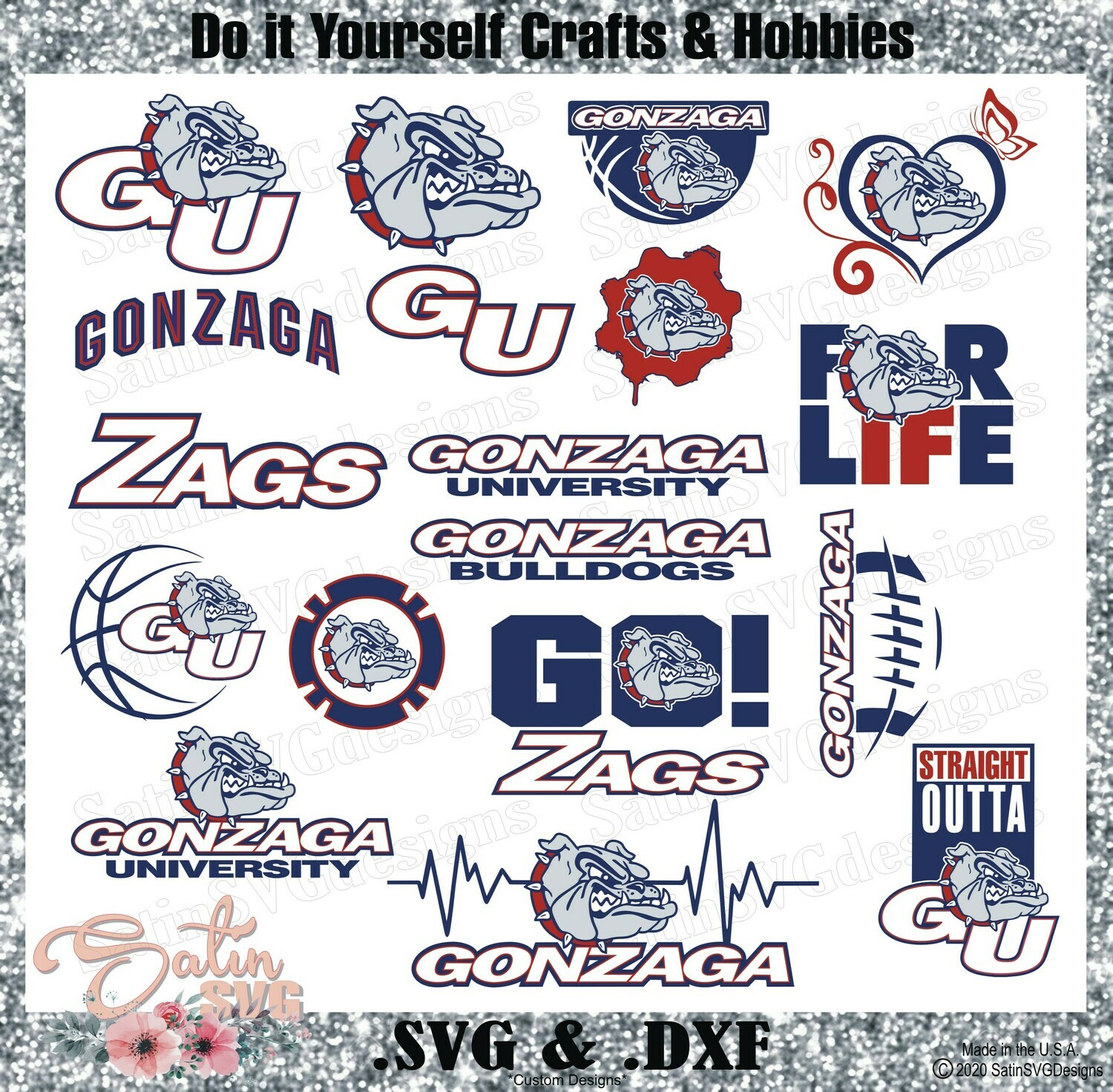 Gonzaga Bulldogs, Gonzaga University NEW Custom Zags Designs. SVG Files ...