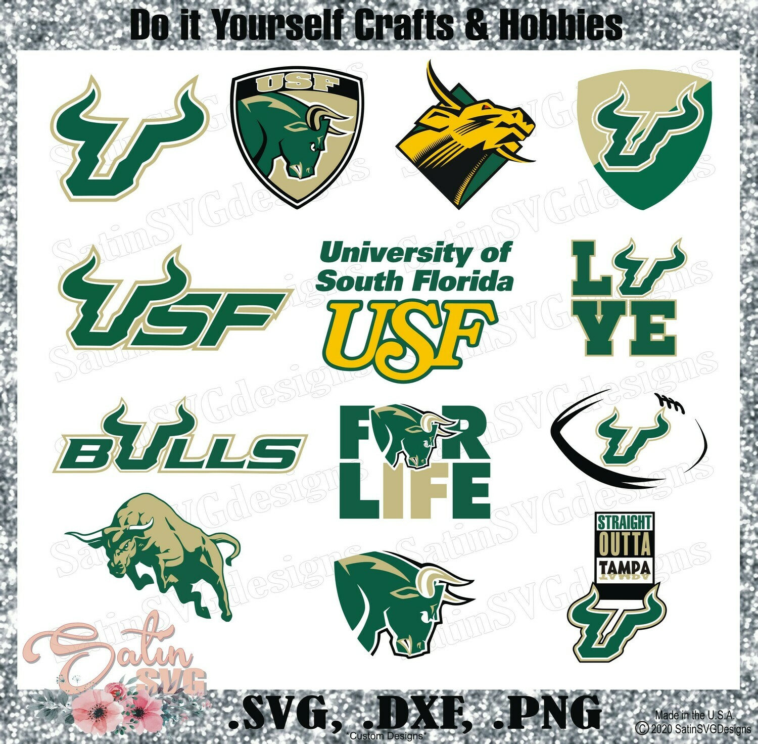 USF Bulls, University of South Florida NEW Custom Designs. SVG Files ...