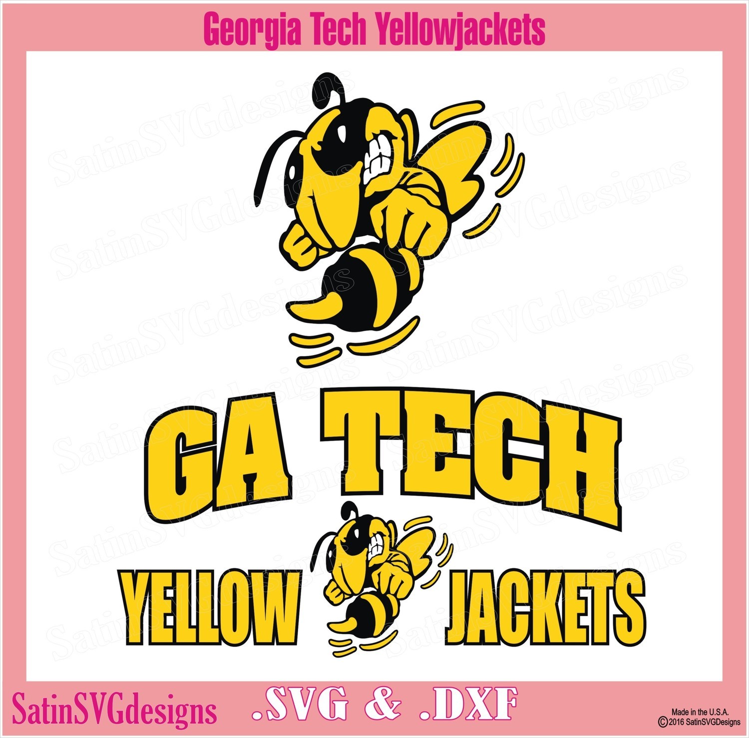 Georgia Tech Mad-Yellowjacket Design SVG Files, Cricut, Silhouette ...