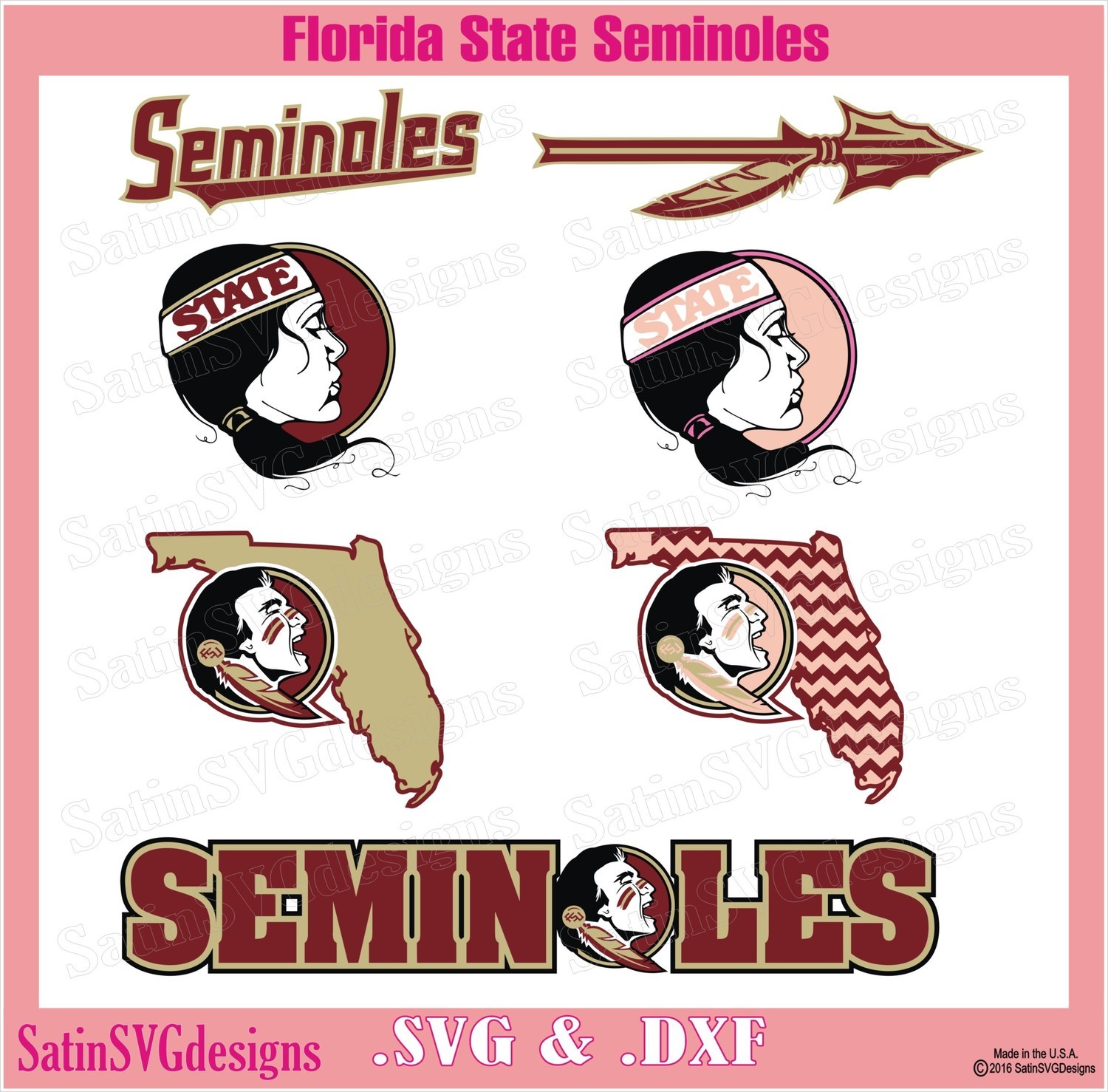 Florida State Seminoles Girl Set Design SVG Files, Cricut, Silhouette ...