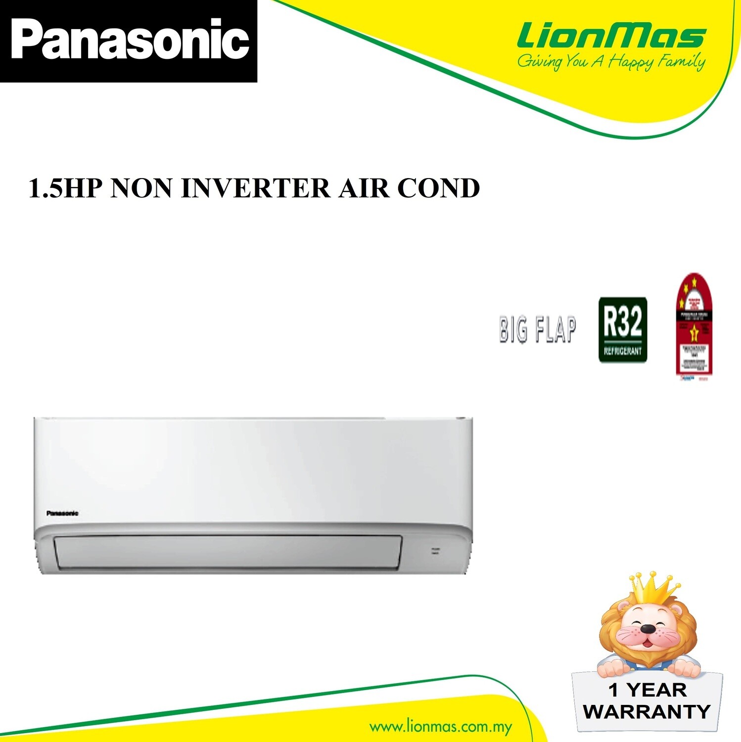 PANASONIC 1.5HP NON INVERTER R32 AIR CONDITIONER CS-PN12WKH