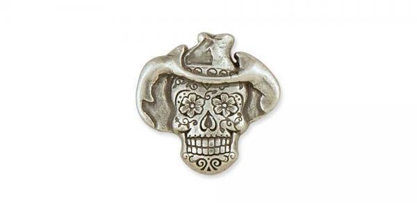 Cowboy Sugar Skull Conchos Antique Silver