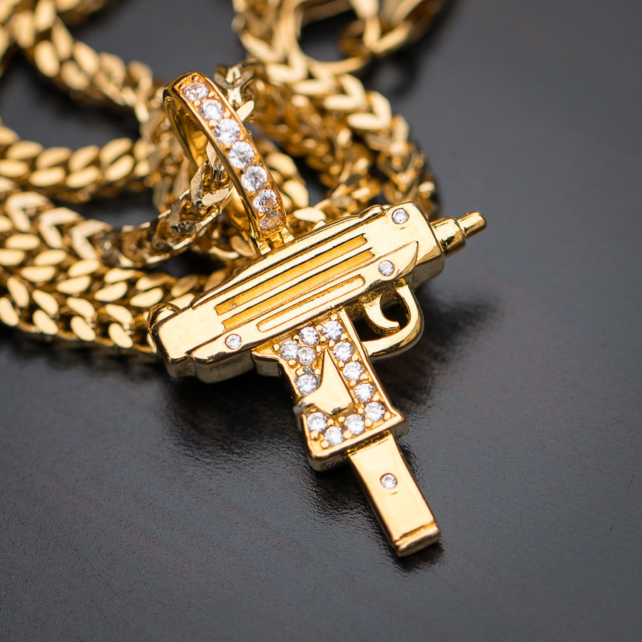Micro Gold Uzi Pendant Necklace