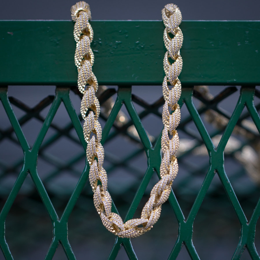 Iced Yellow Gold Diamond Rope Chain
