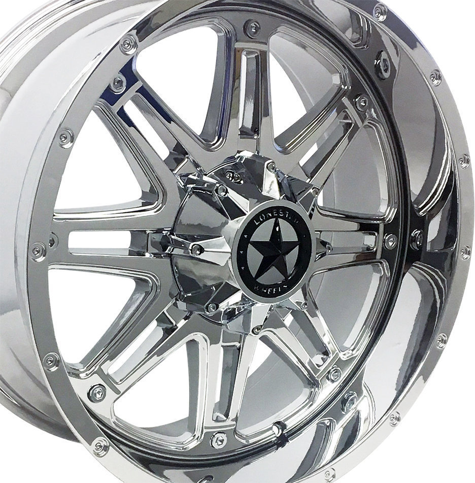 20x9 Chrome Outlaw Wheels (4), 6x135 0mm Offset, Ford F150