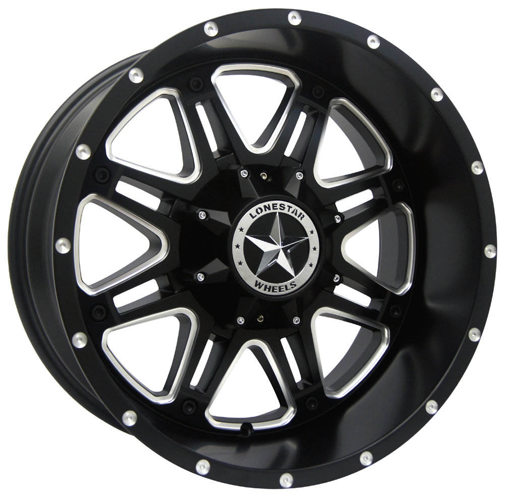 20×10 Matte Black Outlaw Wheels (4), 5×5.5(5×139.7mm) & 5×5(5x127mm ...