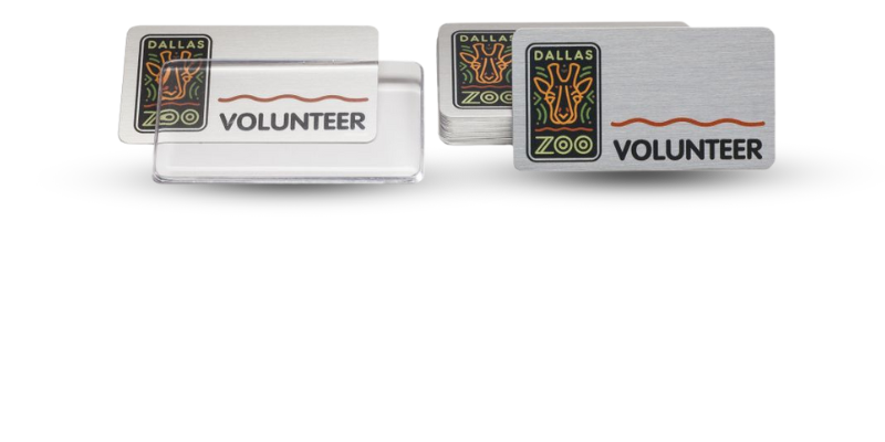 1 .5" x 3" Reusable Metal Name Tag , Clear Cover, Logo Only | Name Tag Pros