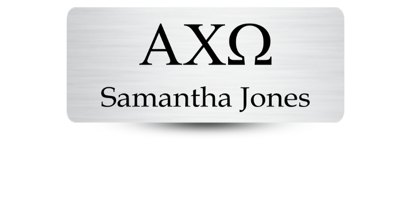 1" x 3" Alpha Chi Omega Name Tag For Members with Greek Letters | Name ...
