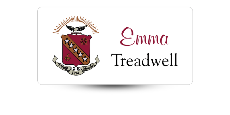 Large Size Sigma Kappa Sorority Name Badge with Crest | Name Tag Pros