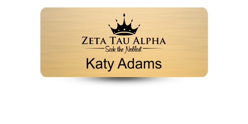 Classy Zeta Tau Alpha Sorority Name tag with Crown Logo | Name Tag Pros