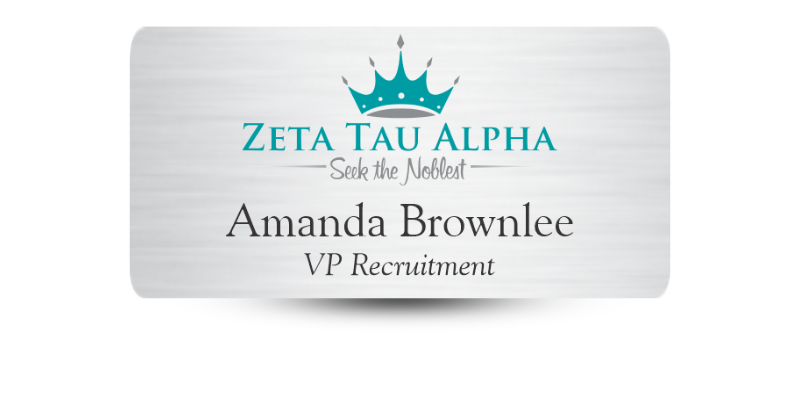 Easy to order officially licensed Zeta Tau Alpha name tags | Name Tag Pros