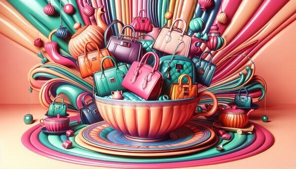 Funky Tea Cups - A4 Faux Leather Panel