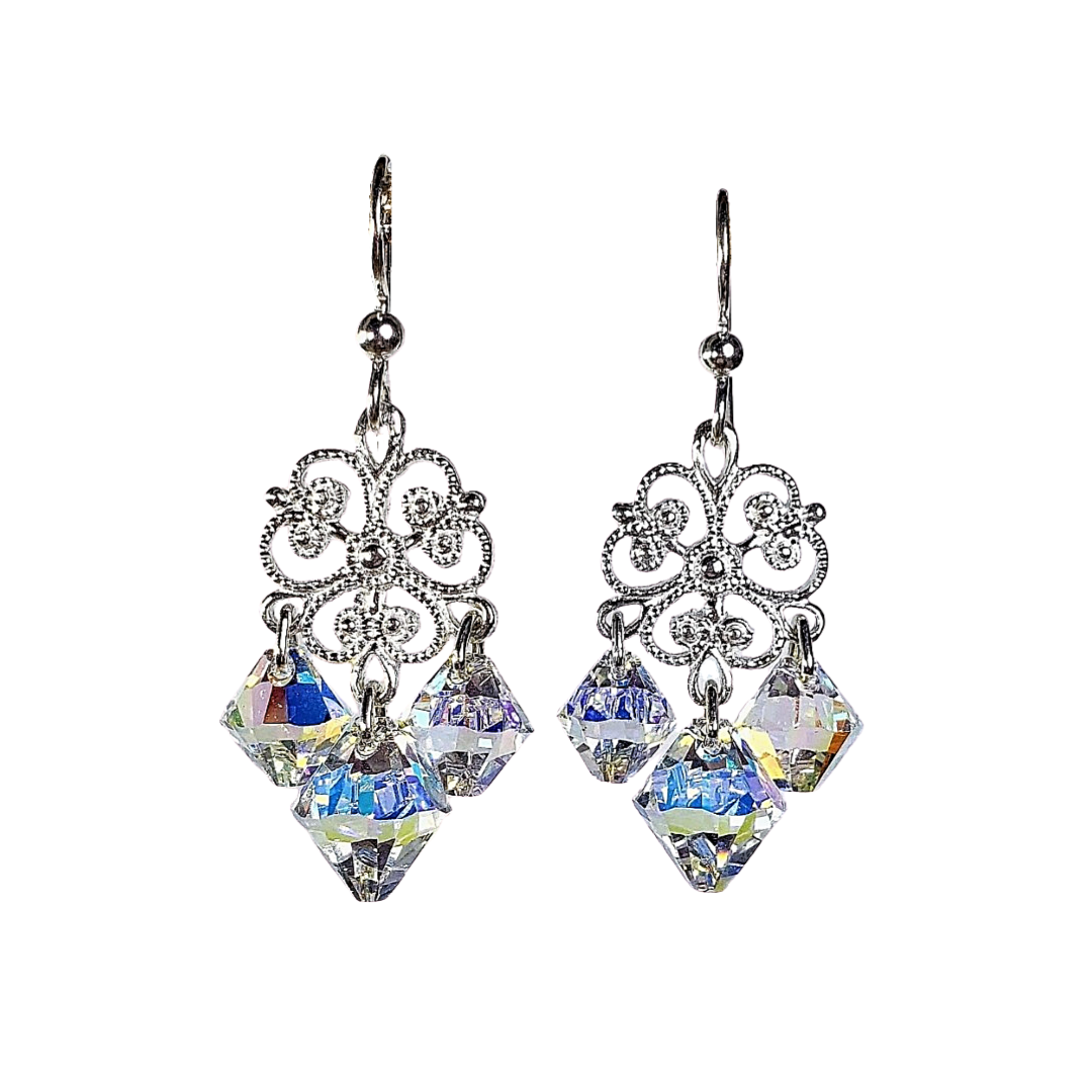 Sterling Silver Fili Crystal Chandelier Earrings