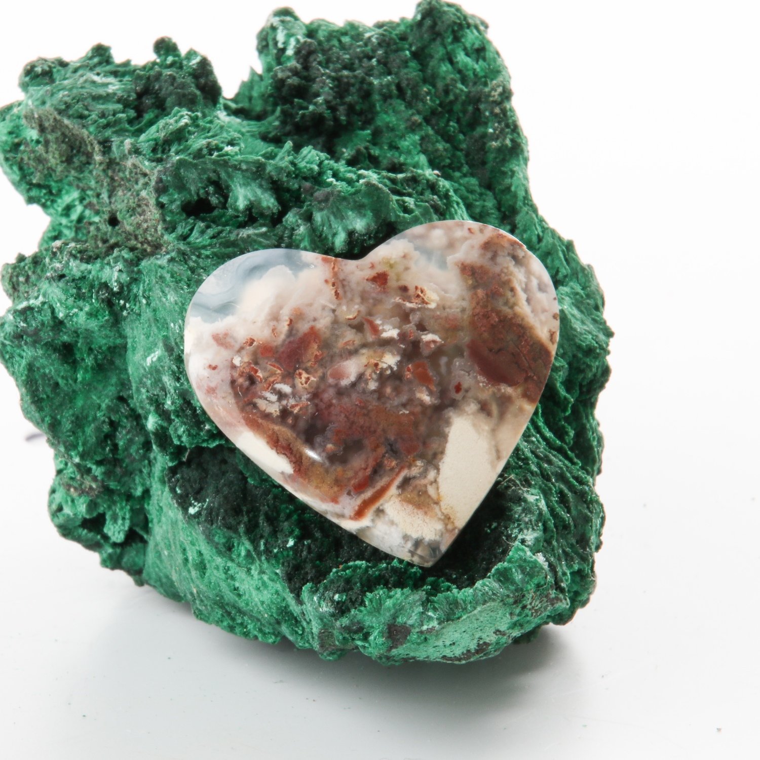 Stunning Heart Shaped Polished Indonesian Moss Agate Cabochon for ...