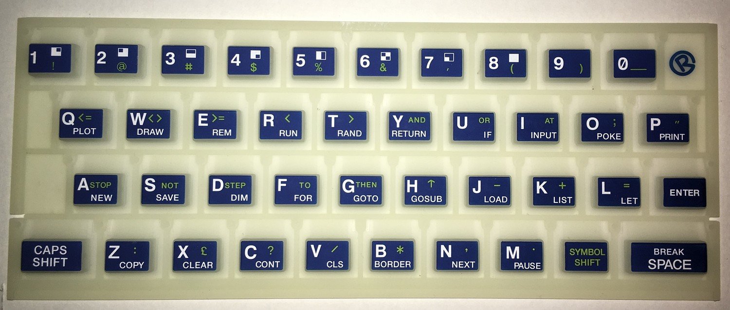ZX SPECTRUM 16k/48k Fluorescent keyboard mat Blue