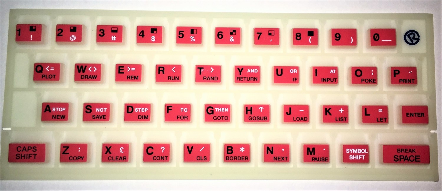 ZX SPECTRUM 16k/48k Fluorescent keyboard mat Red