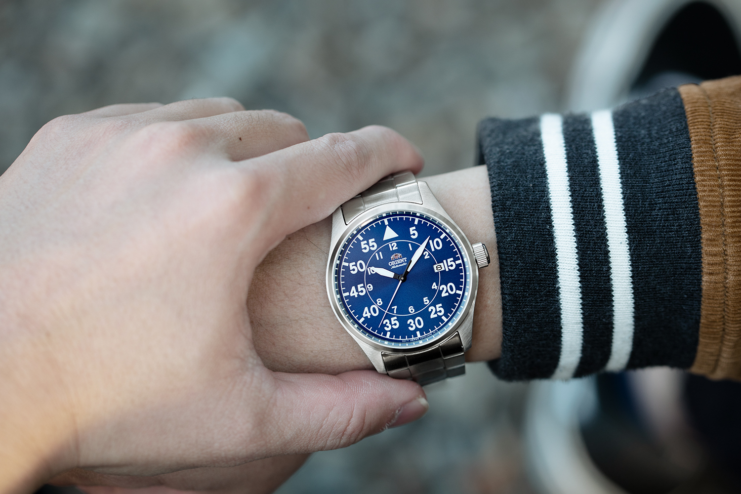 Reloj Automático Hombre Orient Pilot RA-AC0H01L 42.4mm correa acero