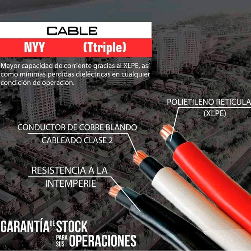 Cable Tripolar NYY 3x1x6 mm2 // Original Indeco