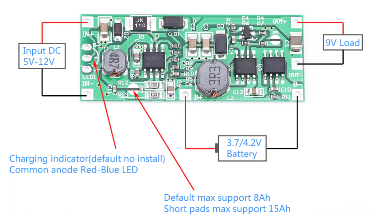Modul UPS 12V, acumulator litiu 3.7V