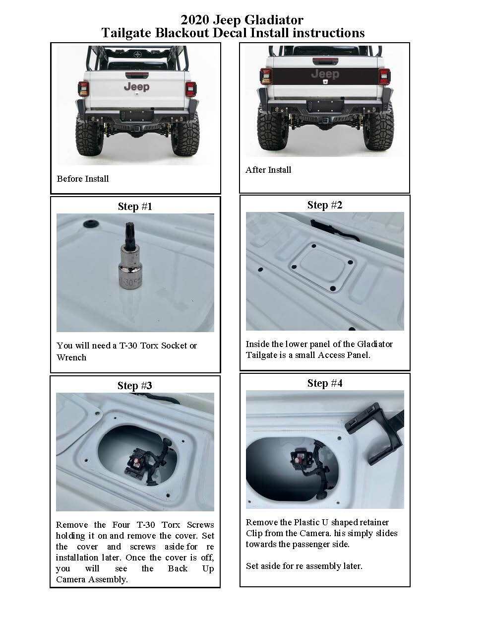 2020 – Up Jeep Gladiator JT Tailgate Blackout Vinyl Graphics – Vinyl ...