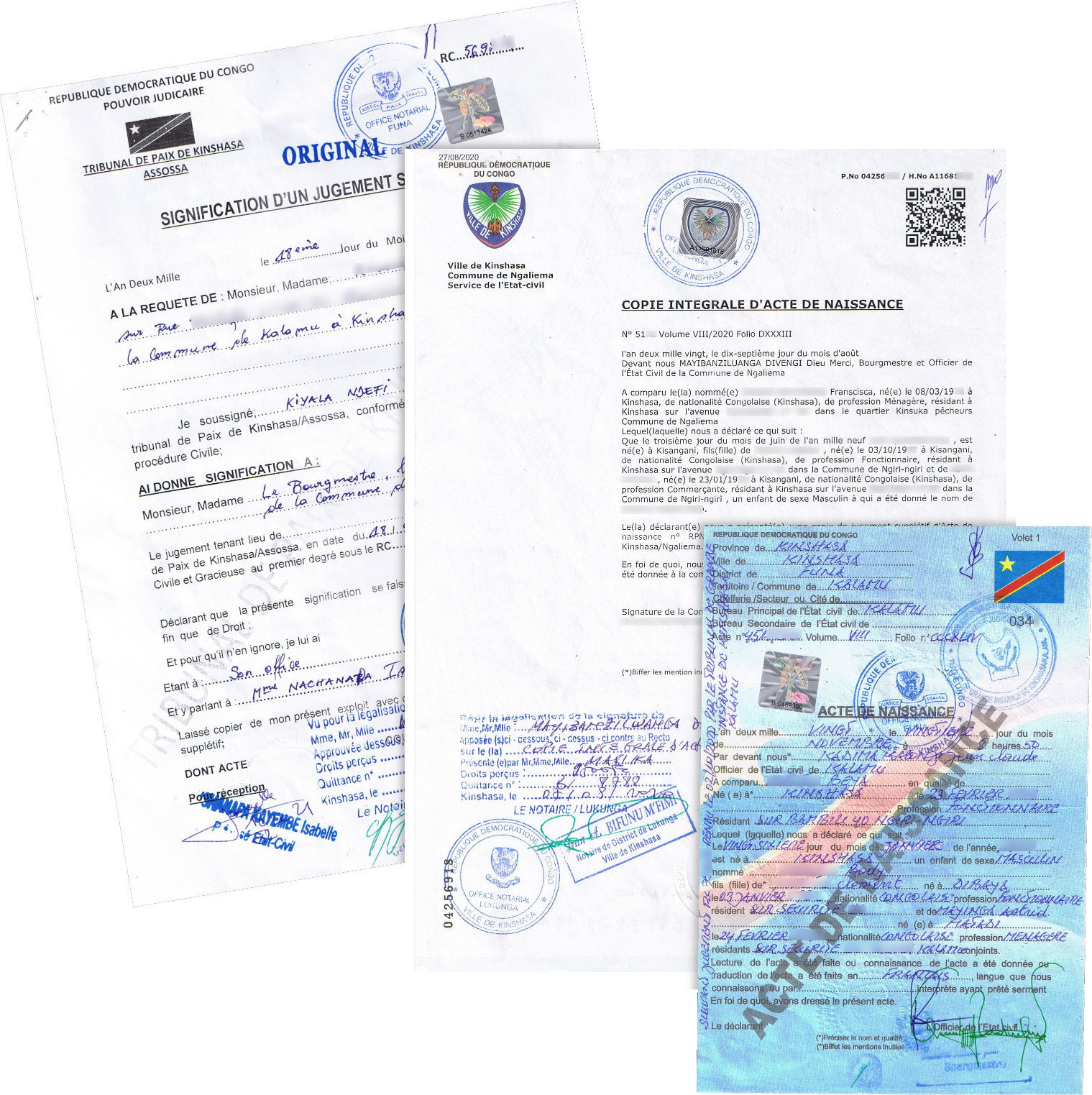 Copie intégrale d'acte de naissance congolais, Jugement supplétif du ...