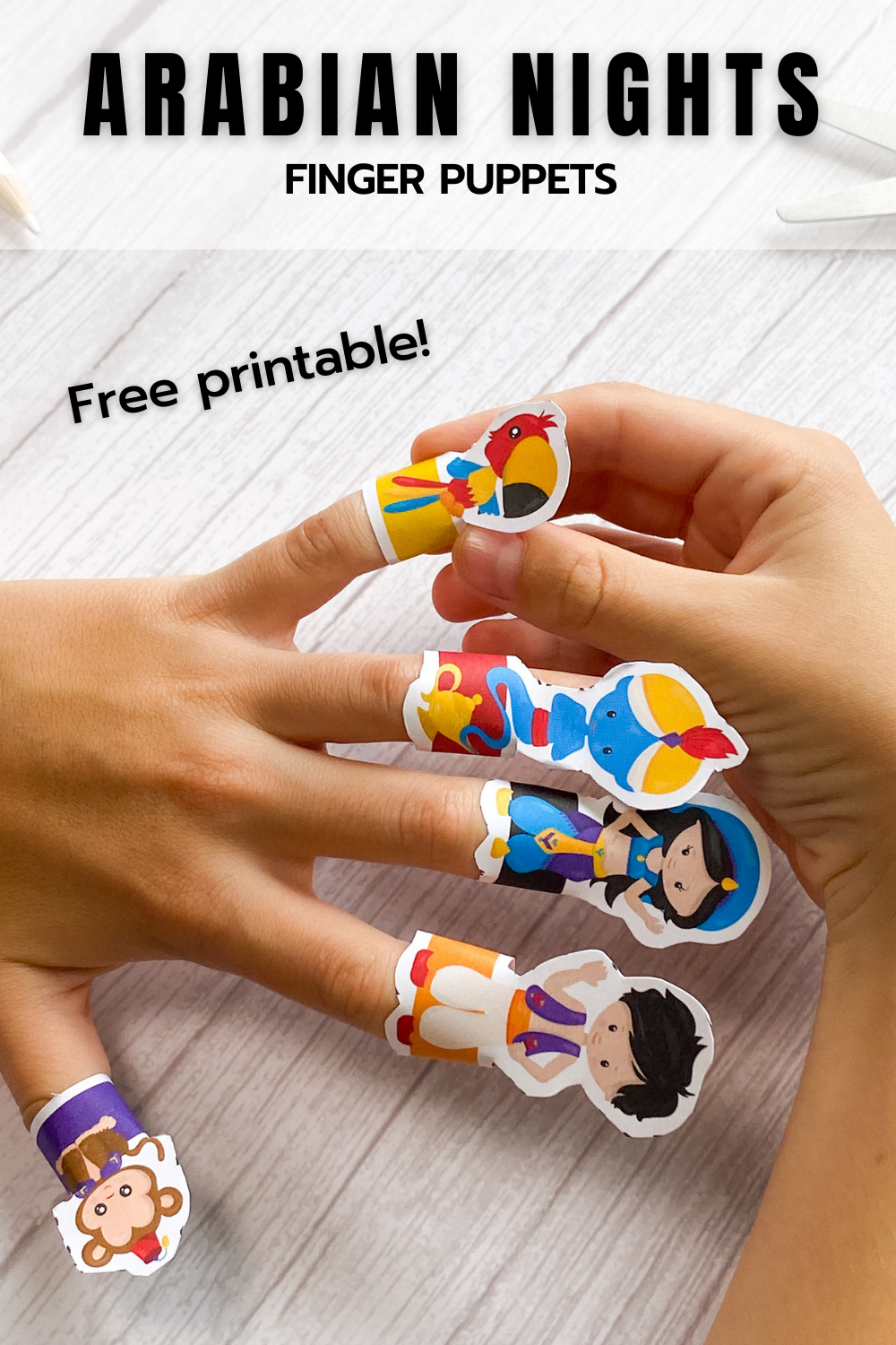 Free Printable Finger Puppets Arabian Nights / Aladdin