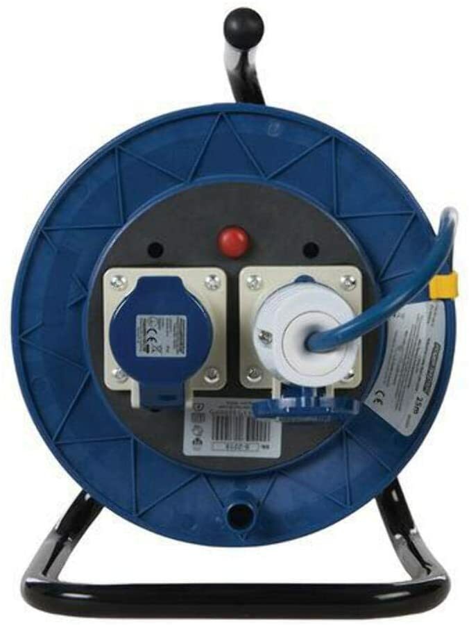Powermaster Industrial Cable Reel 16A 230V Freestanding 851543 - 2-Gang 25m