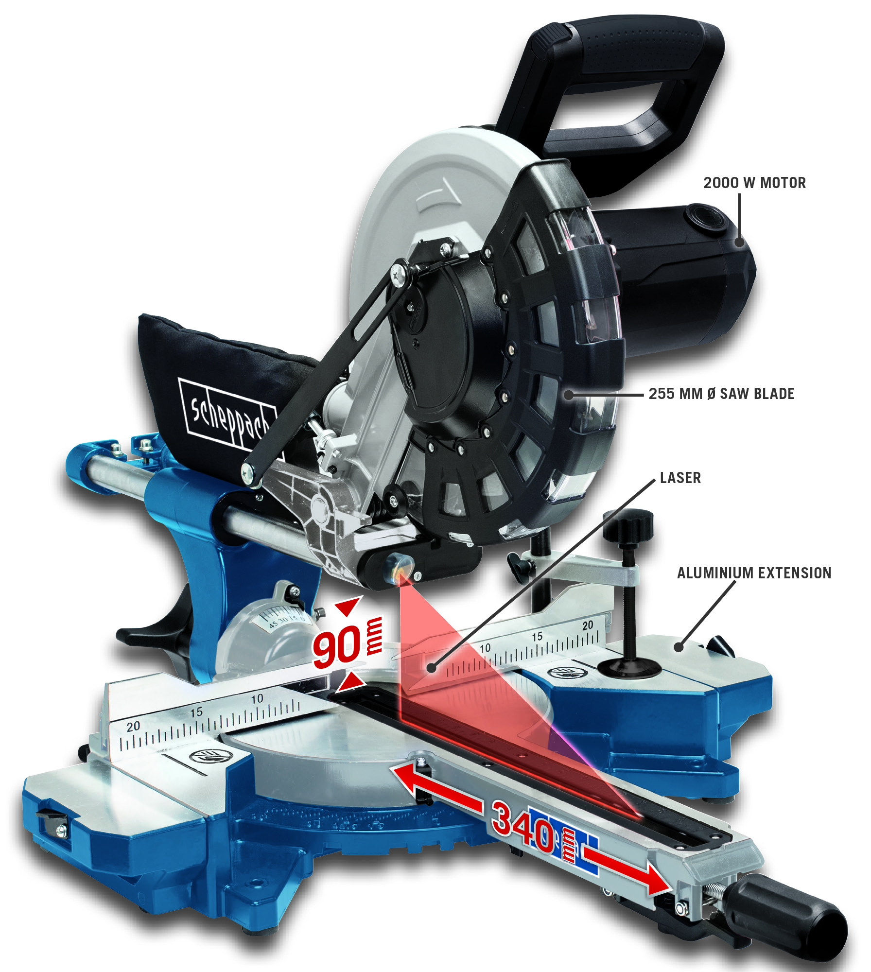Scheppach HM254 255mm Sliding Mitre Saw
