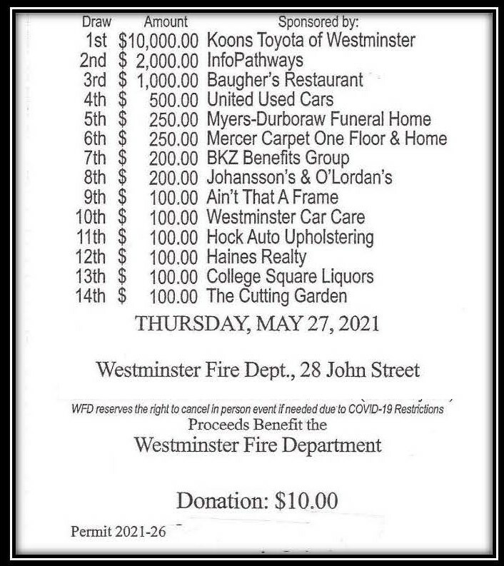 2021 ANNUAL FIRE DEPARTMENT RAFFLE