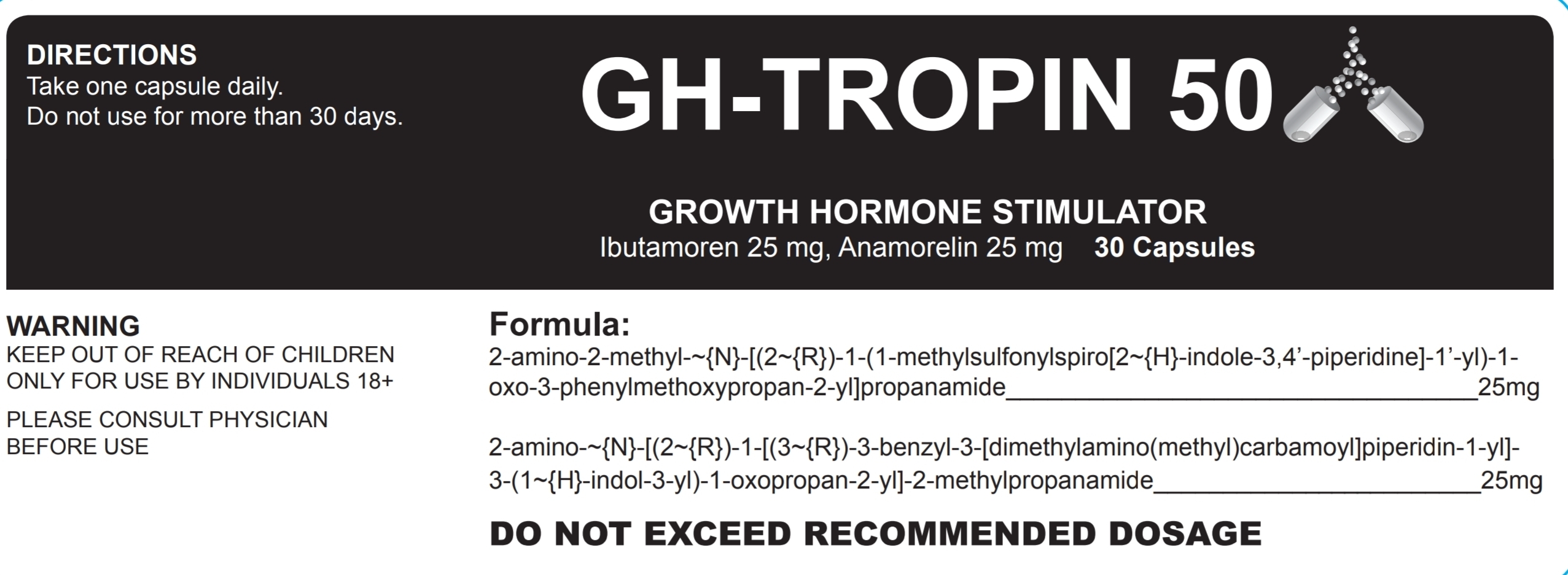 GH-TROPIN 50 Growth Hormone Secretagogue (Stacks great with Fat Burners ...