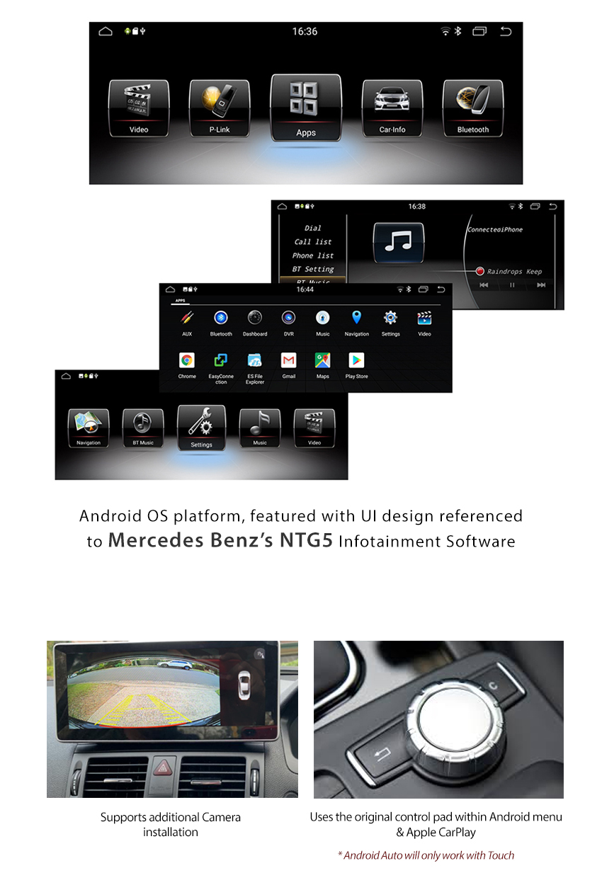 Mercedes Benz W204 C-Class 2007 - 2010 - 10.2" Touch Display with Apple ...