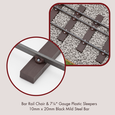 12m - 7¼" Gauge Track for 10mm x 20mm Black Mild Steel Bar