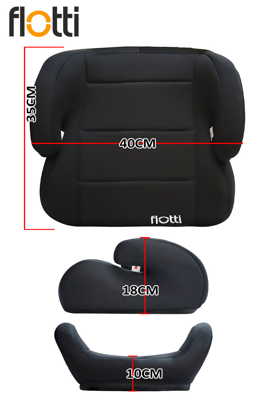 Flotti Skyler Booster Car Seat w/ Belt (Black)