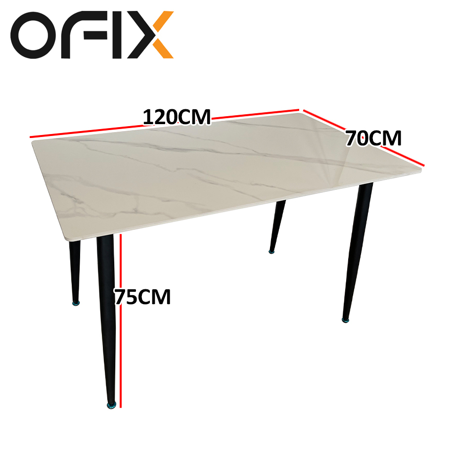 Ofix Erille Dining Table (4 Seater) (120x70) (White+Black)
