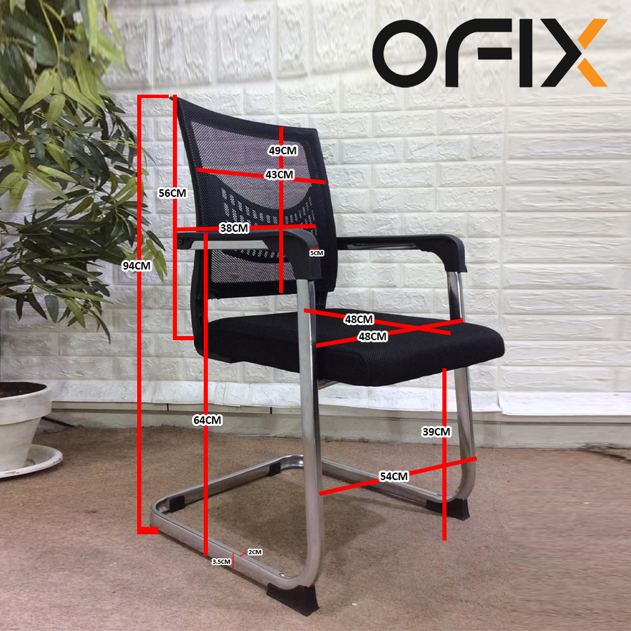 Ofix Deluxe-37W Waiting Chair Mid Back Mesh (Black)