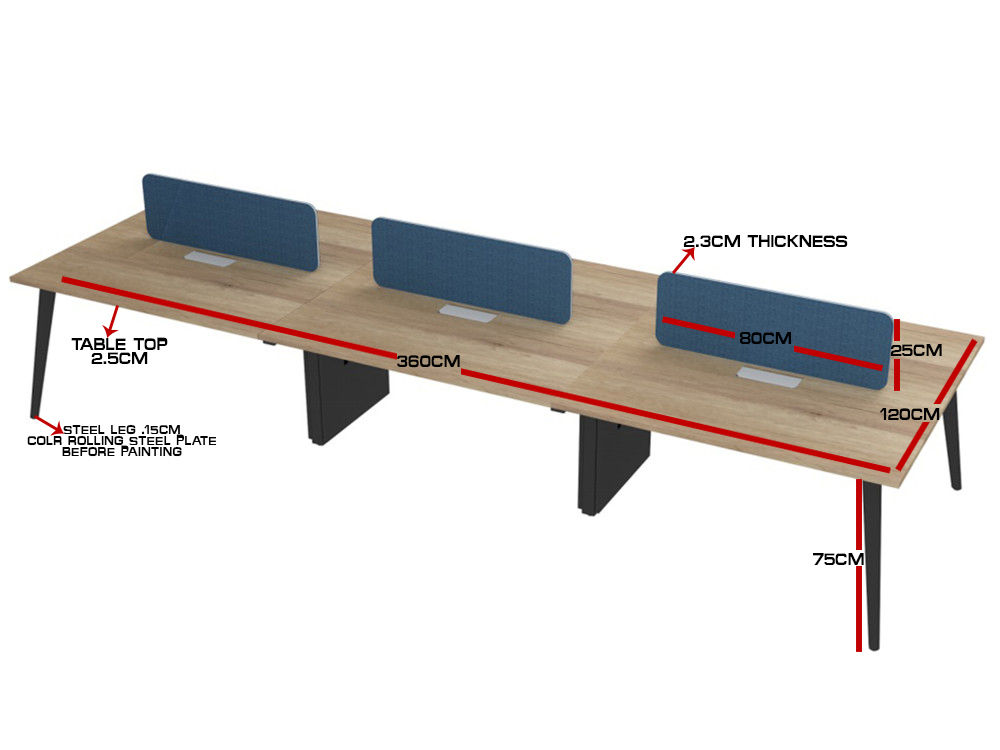 Ofix 004-WS (360x120) 6 Seaters Desk