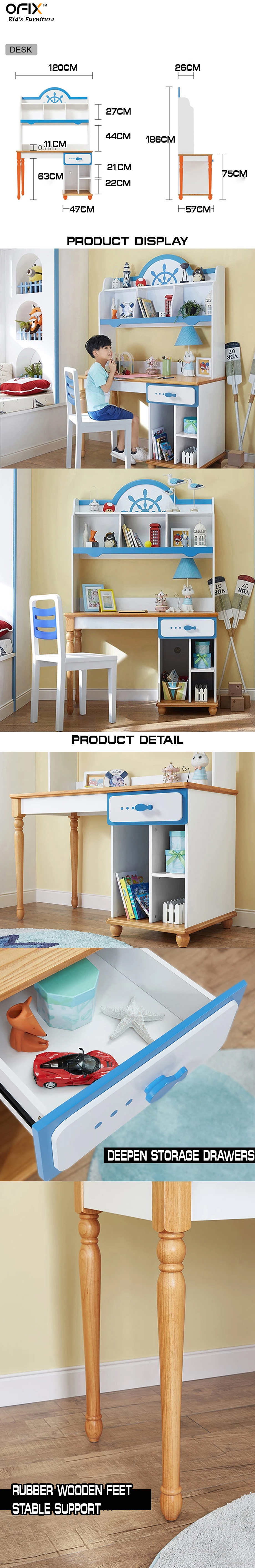 Ofix Azariah Bedroom Bookcase Desk Set (Blue+White)