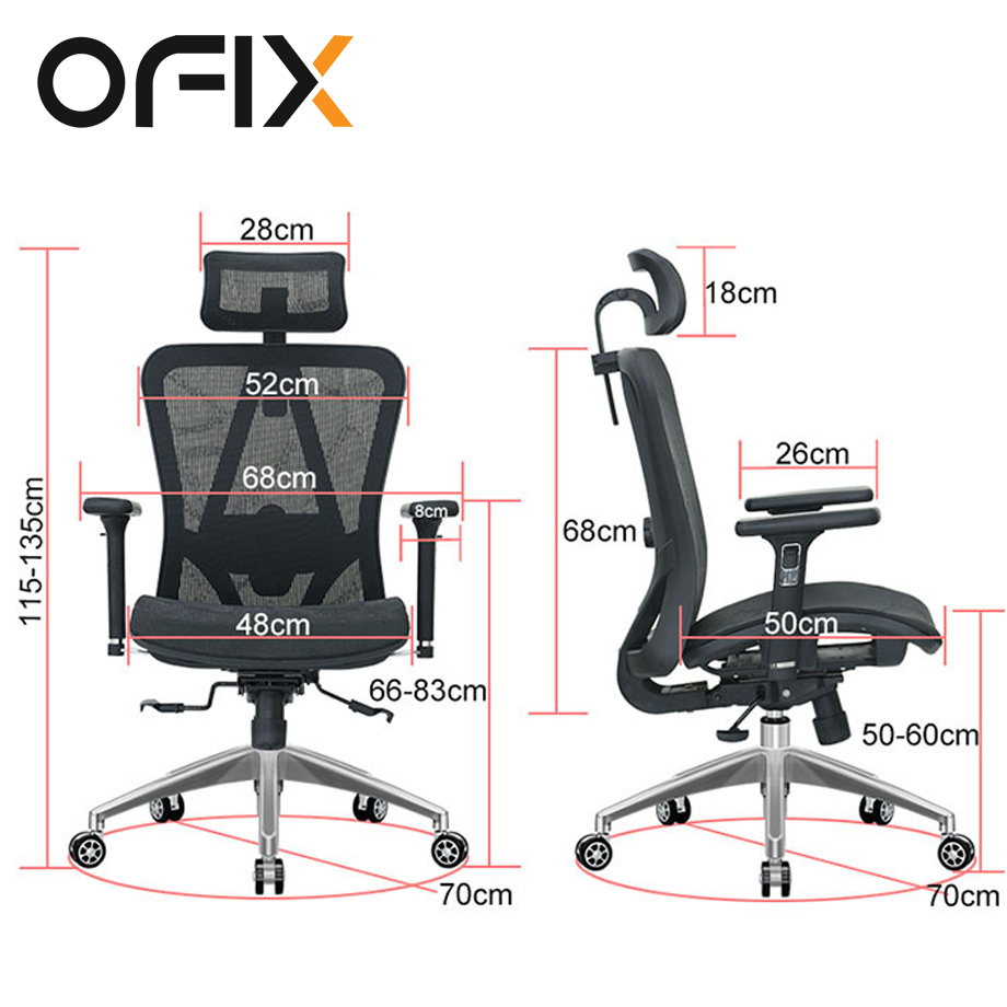 Ofix 2D Dynamic Lumbar Support Office Chairs (Black, Grey, White+Grey ...