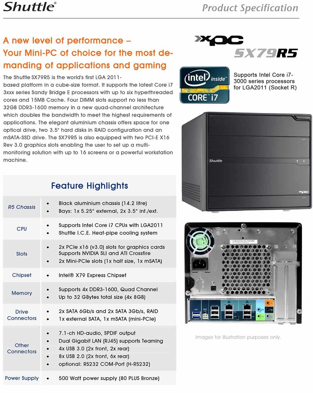 SHUTTLE SZ87R6 24/7 LIQUID COOLING / 80 PLUS 500W POWER SUPPLY / WIFI READY