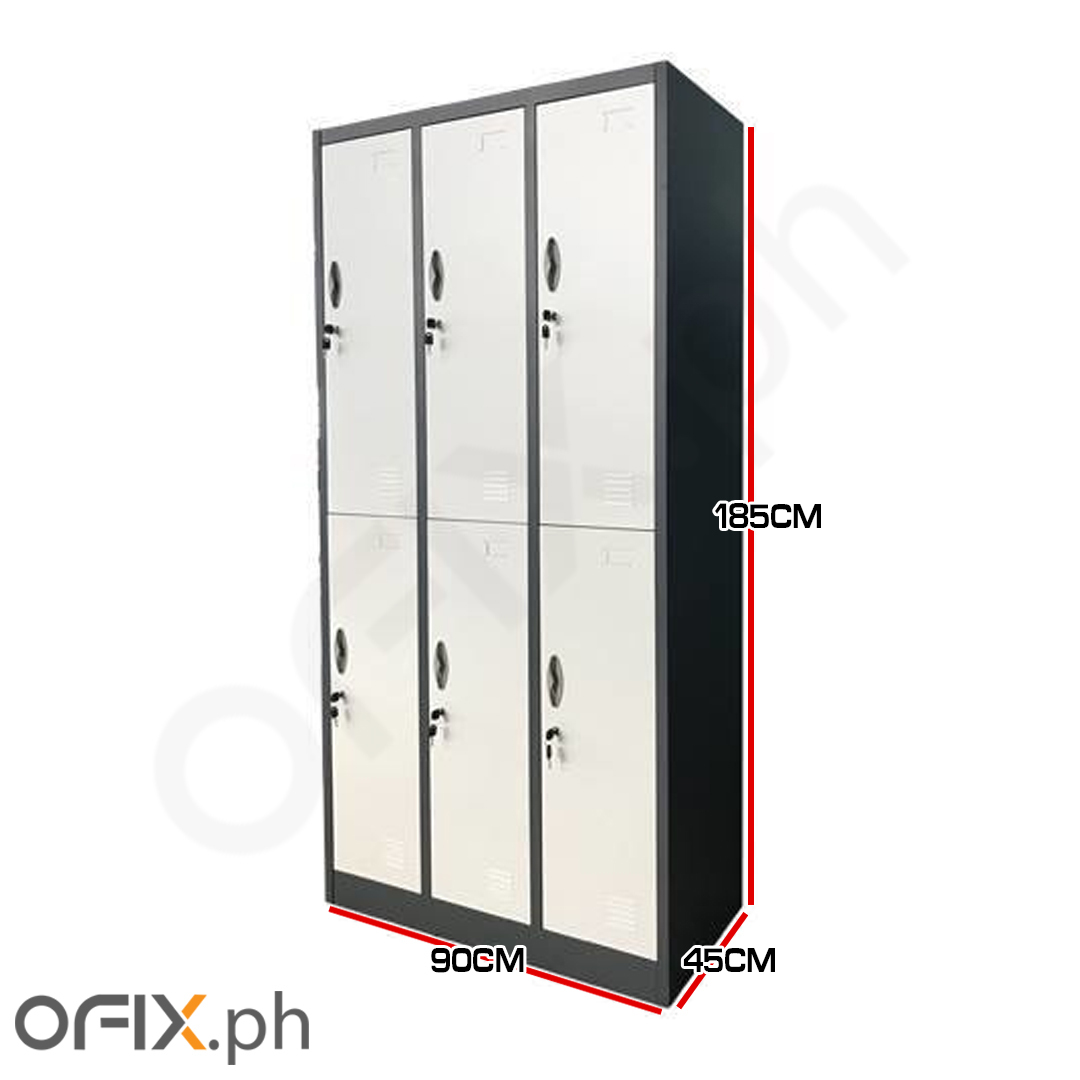 Ofix 6-Door Steel Locker Cabinet (Dark Grey+White, White)
