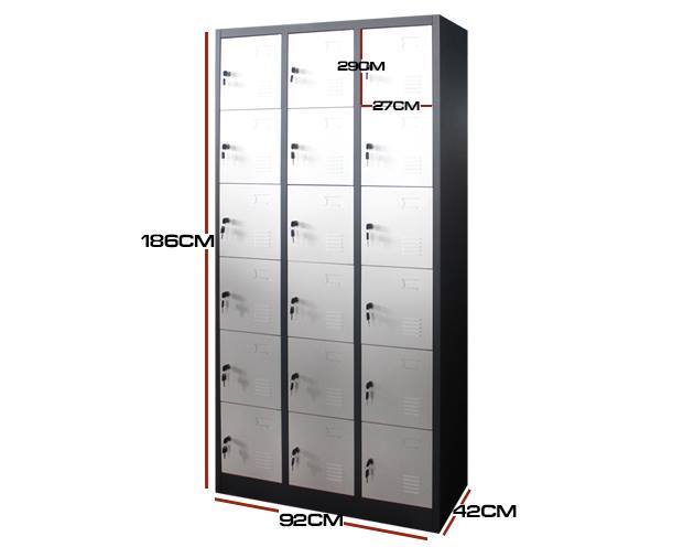 Ofix 18-Door Steel Locker Cabinet (Dark Grey+White, White)