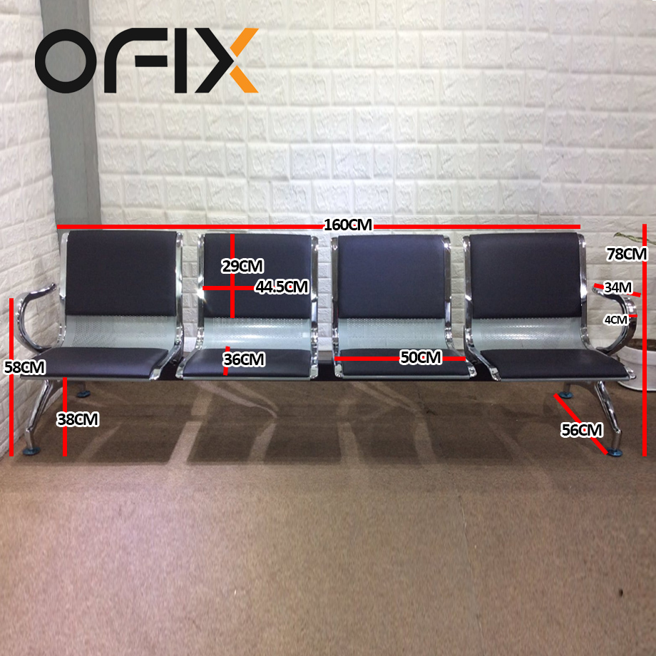 OFIX 4-Seater Airport Gang Chair (Silver)