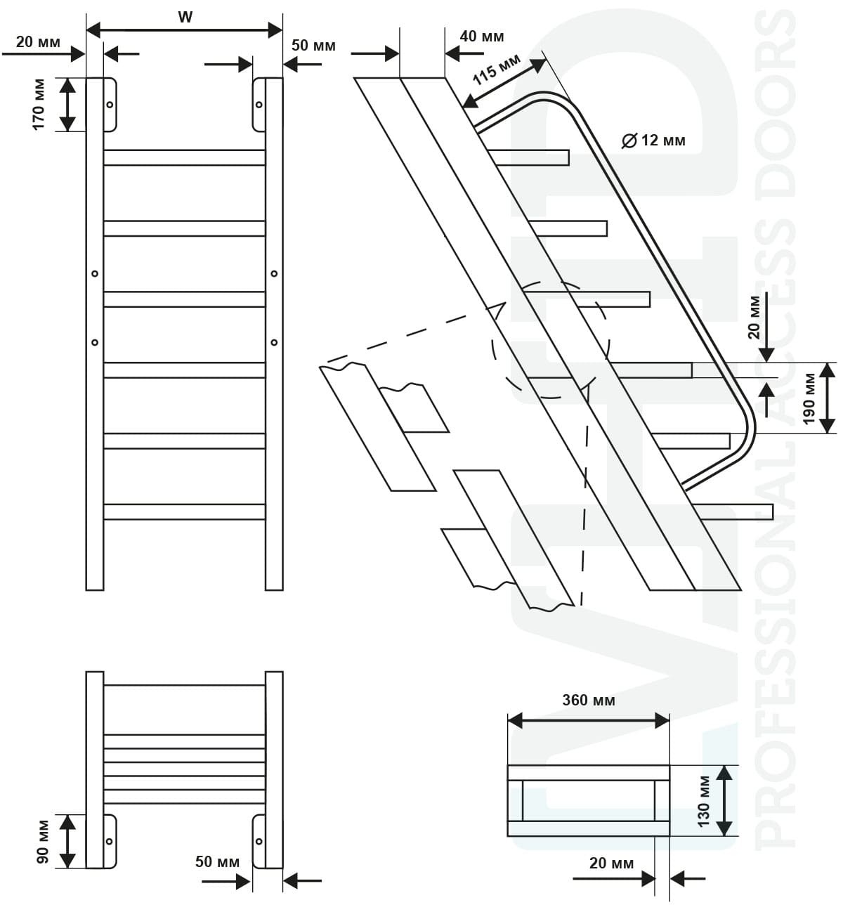 Steel basement ladder with aluminum overlays on the steps, mod. DORSA ...