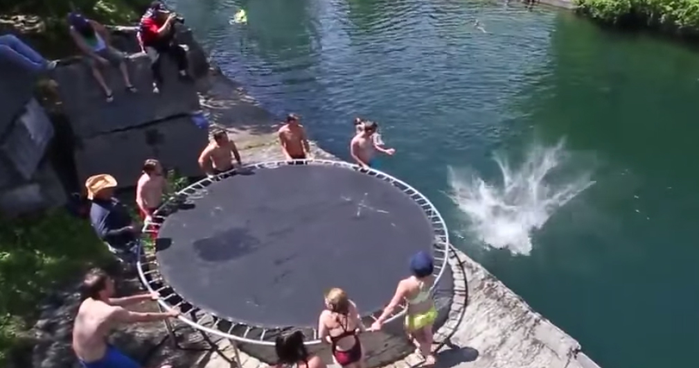 When Cliff Jumping And Trampolines Combine | GearJunkie