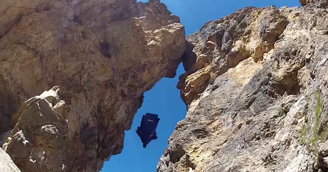 Madness Or Courage? Flight Through Six Foot 'Keyhole' | GearJunkie