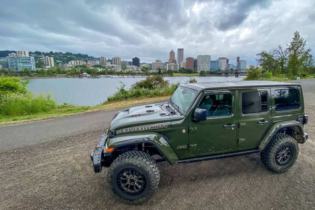 Roaring Jeep Wrangler Rubicon 392 Spins Tires & Scares Kids
