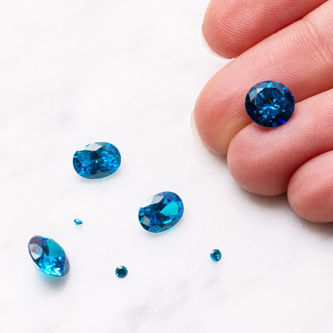 Blue Topaz Coloured Cubic Zirconia Faceted Stones